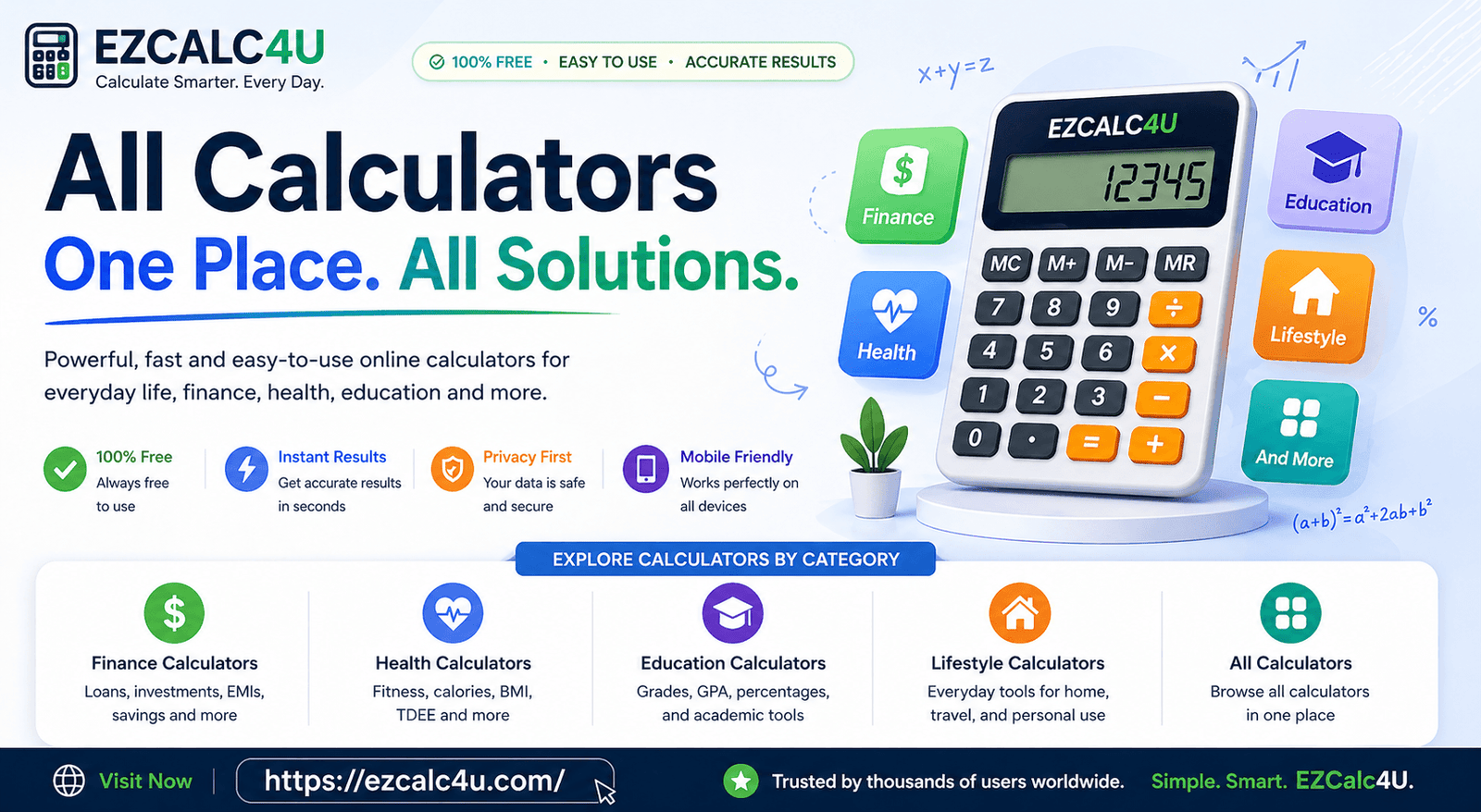 EZ Calculators For You - Free, Easy like 123 Go